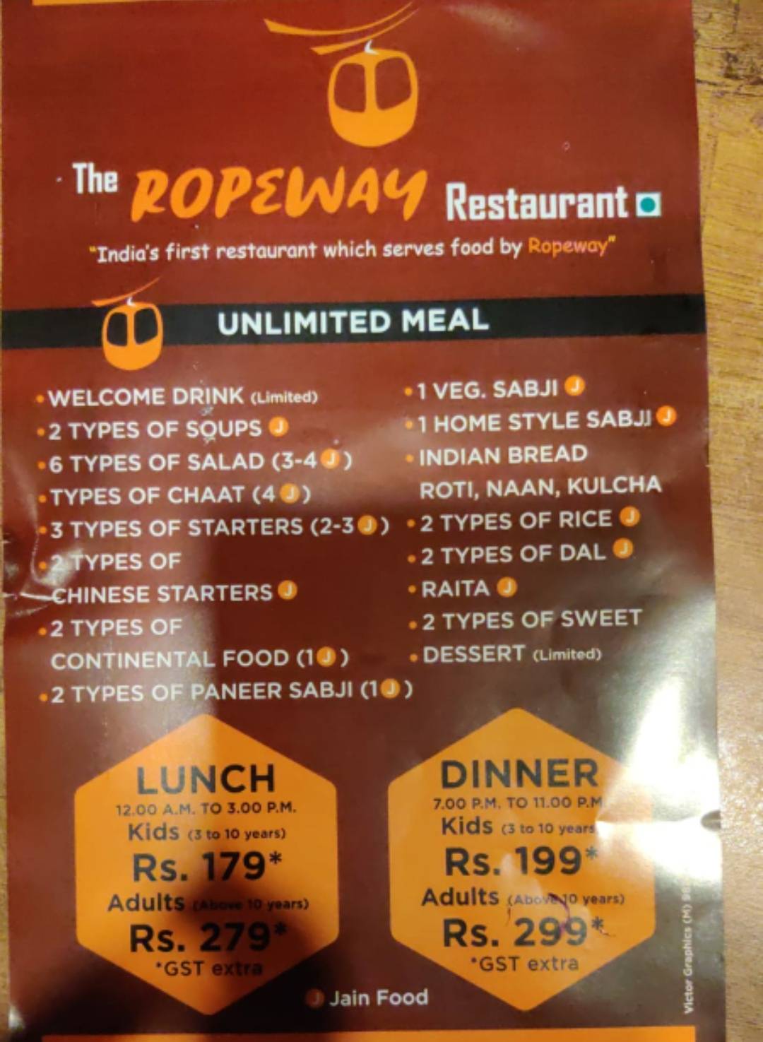 Menu at The Ropeway Restaurant, Surat, shop 101-104