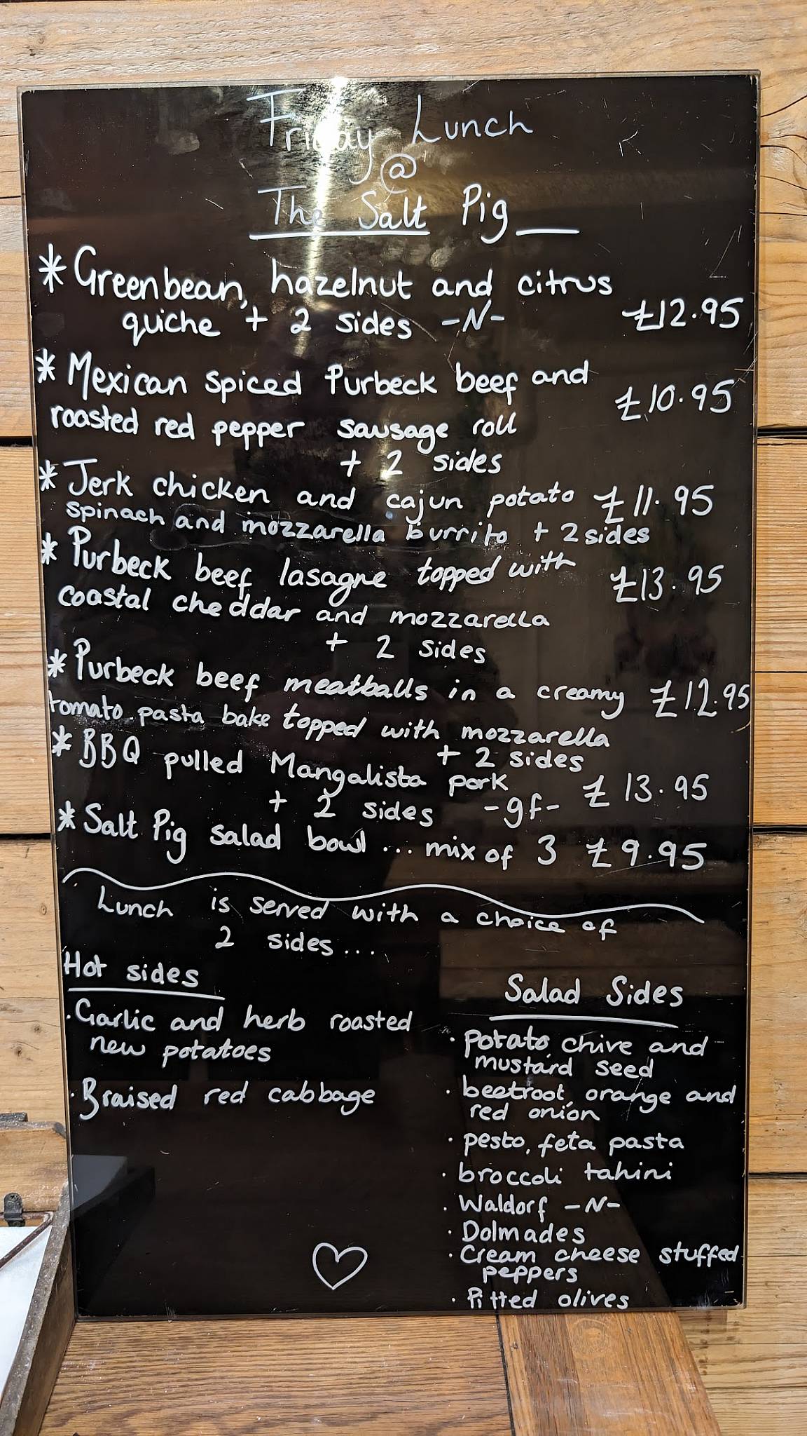 Menu at The Salt Pig cafe, Wareham