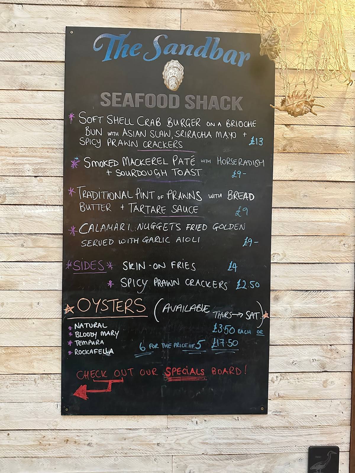 Menu at The Sandbar Seafood Shack, Chester