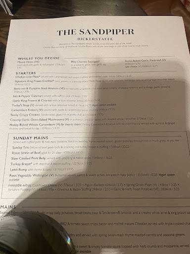 Menu at The Sandpiper pub & bar, Ormskirk