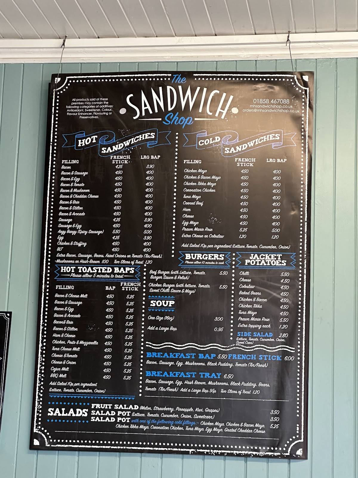 Menu at The Sandwich Shop restaurant, Market Harborough