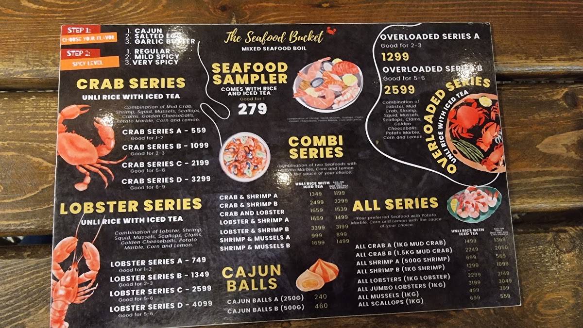 Menu at The Seafood Bucket restaurant, Las Pinas