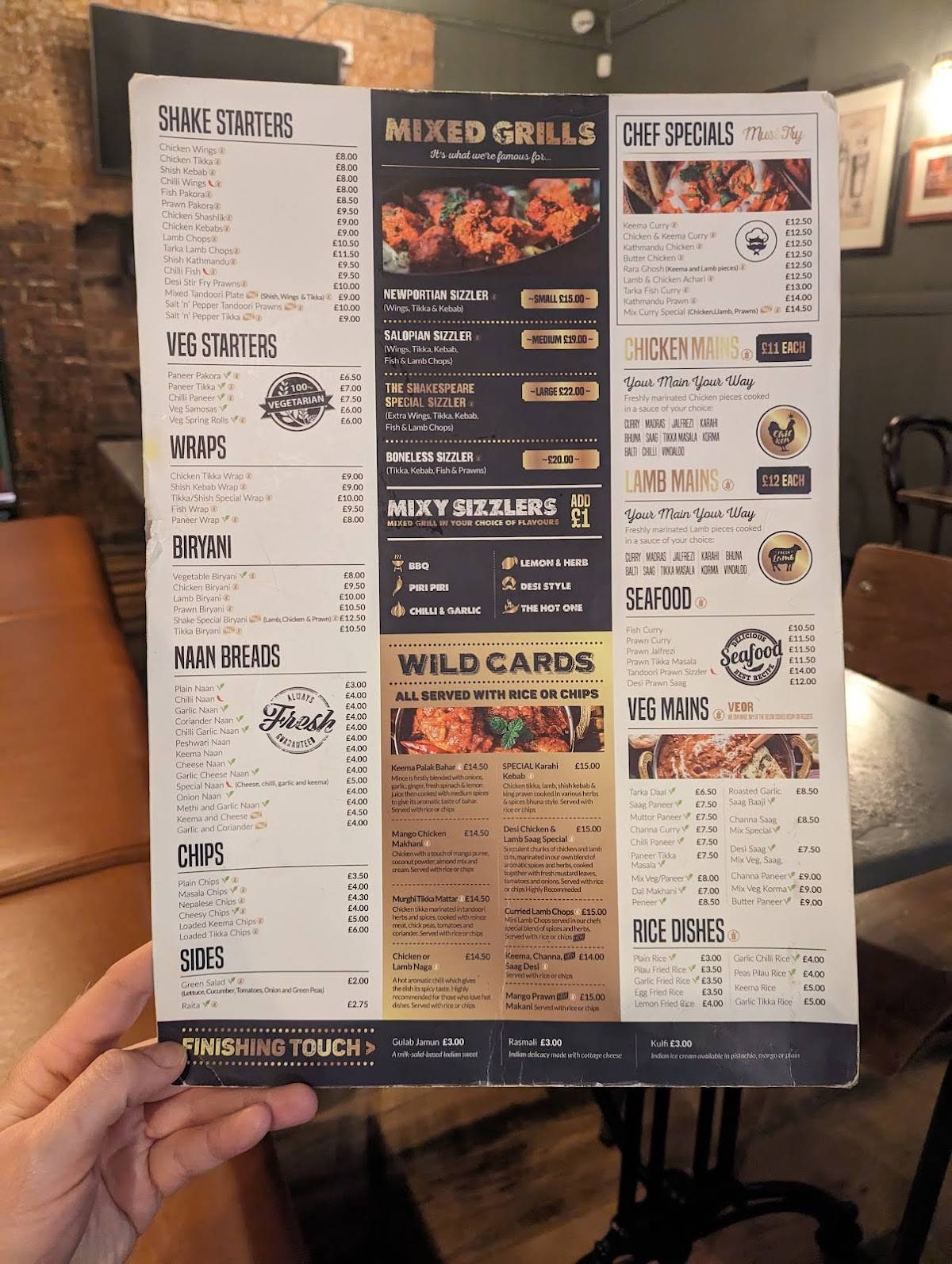 Menu at The Shakespeare Inn pub & bar, Newport