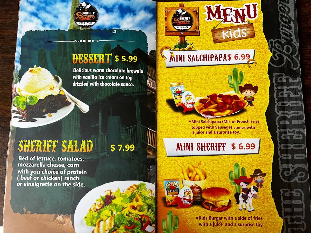Menu at The Sheriff Burger restaurant, Simpsonville