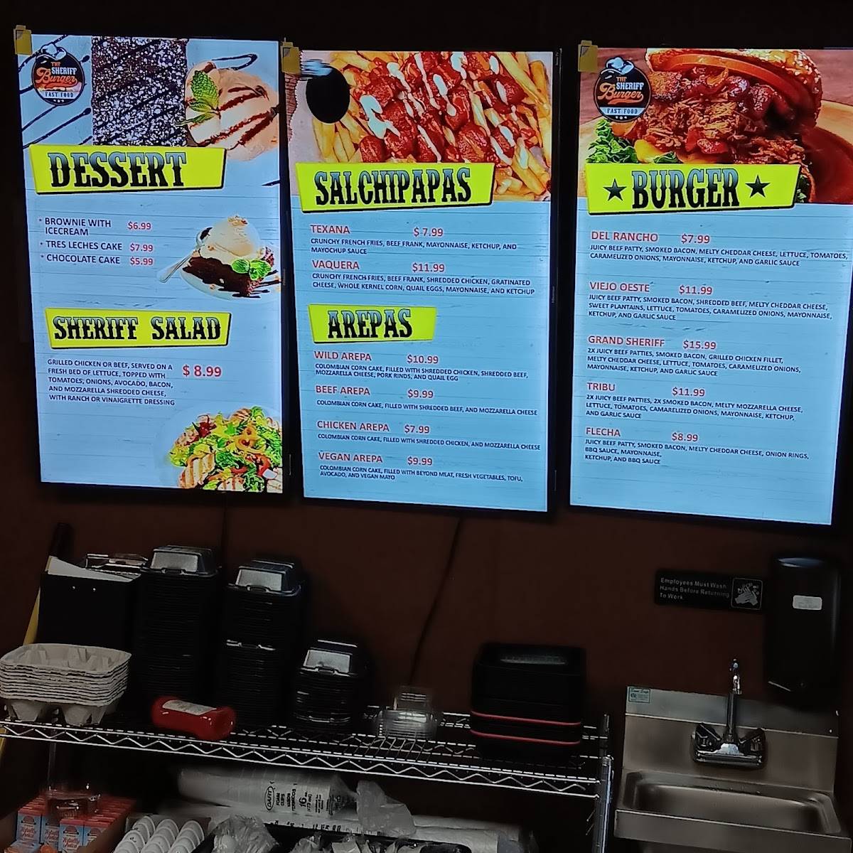 Menu at The Sheriff Burger restaurant, Simpsonville