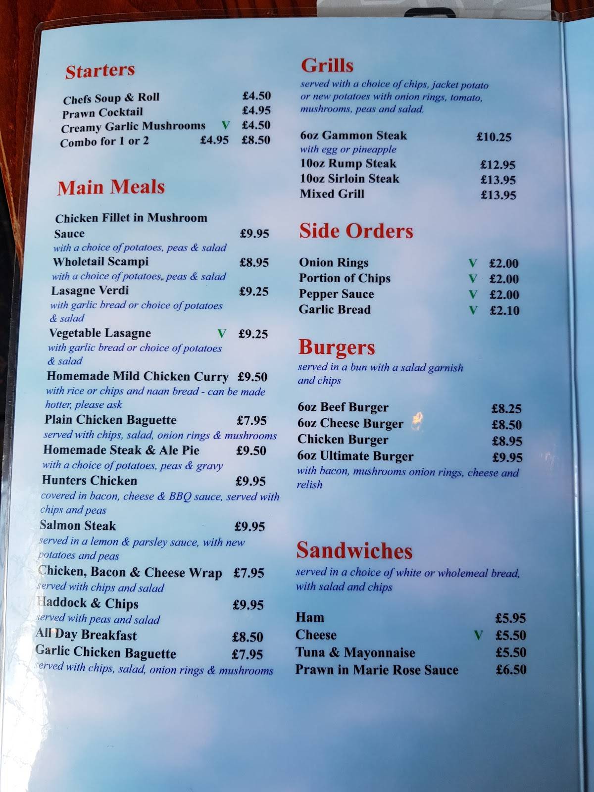 Menu at The Ship Inn pub & bar, Hull, Beverley Rd