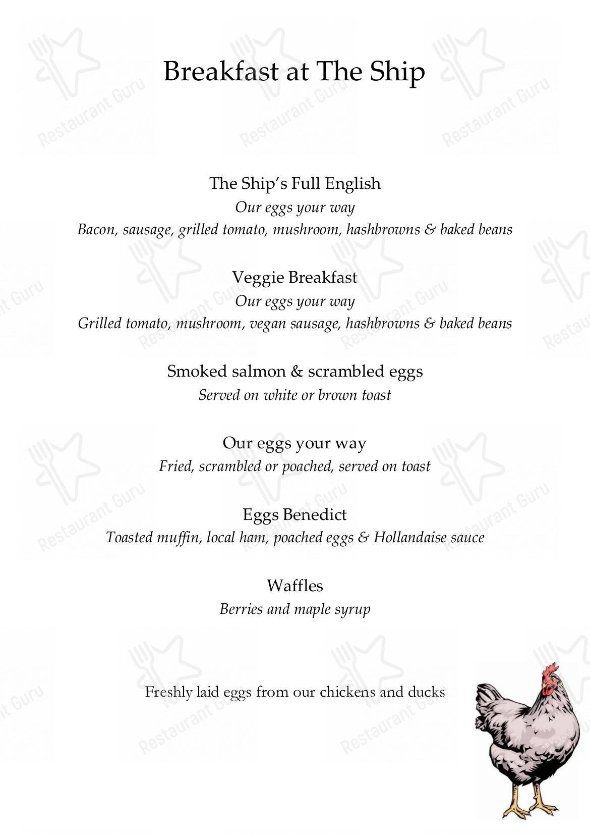 Menu at The Ship Inn pub & bar, Gillingham