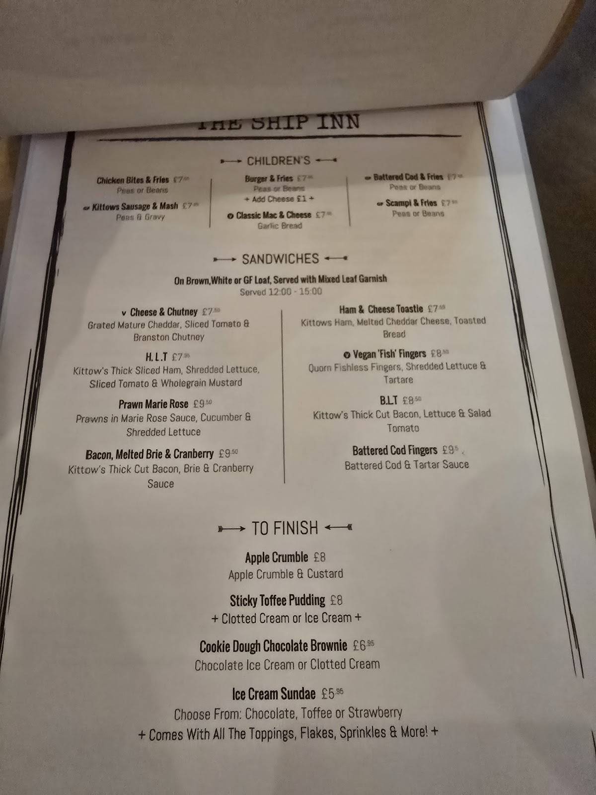 Menu at The Ship Inn pub & bar, Fowey