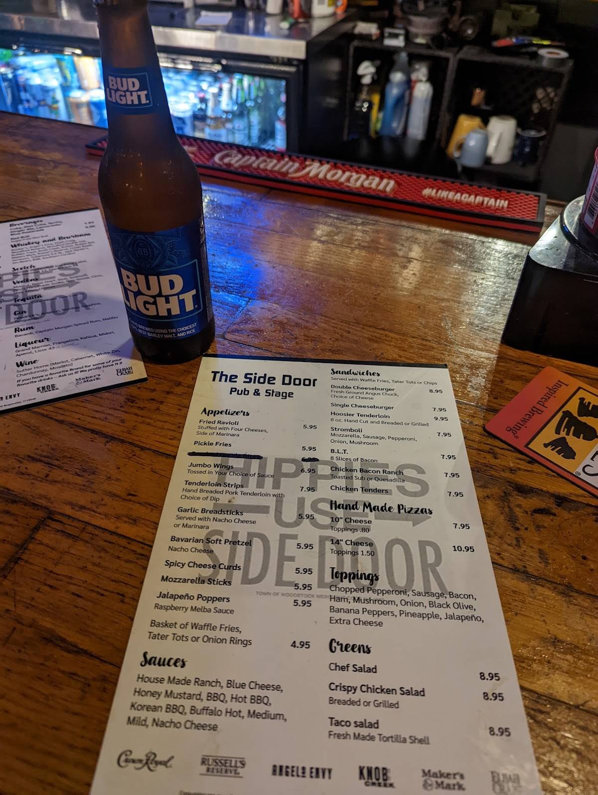 Menu at The Side Door Pub and Stage, Plainfield