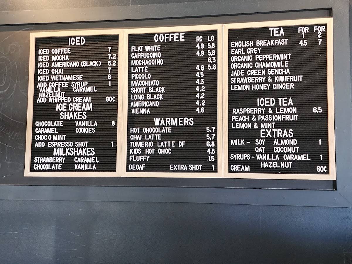 Menu at The Smoking Barrel, Motueka