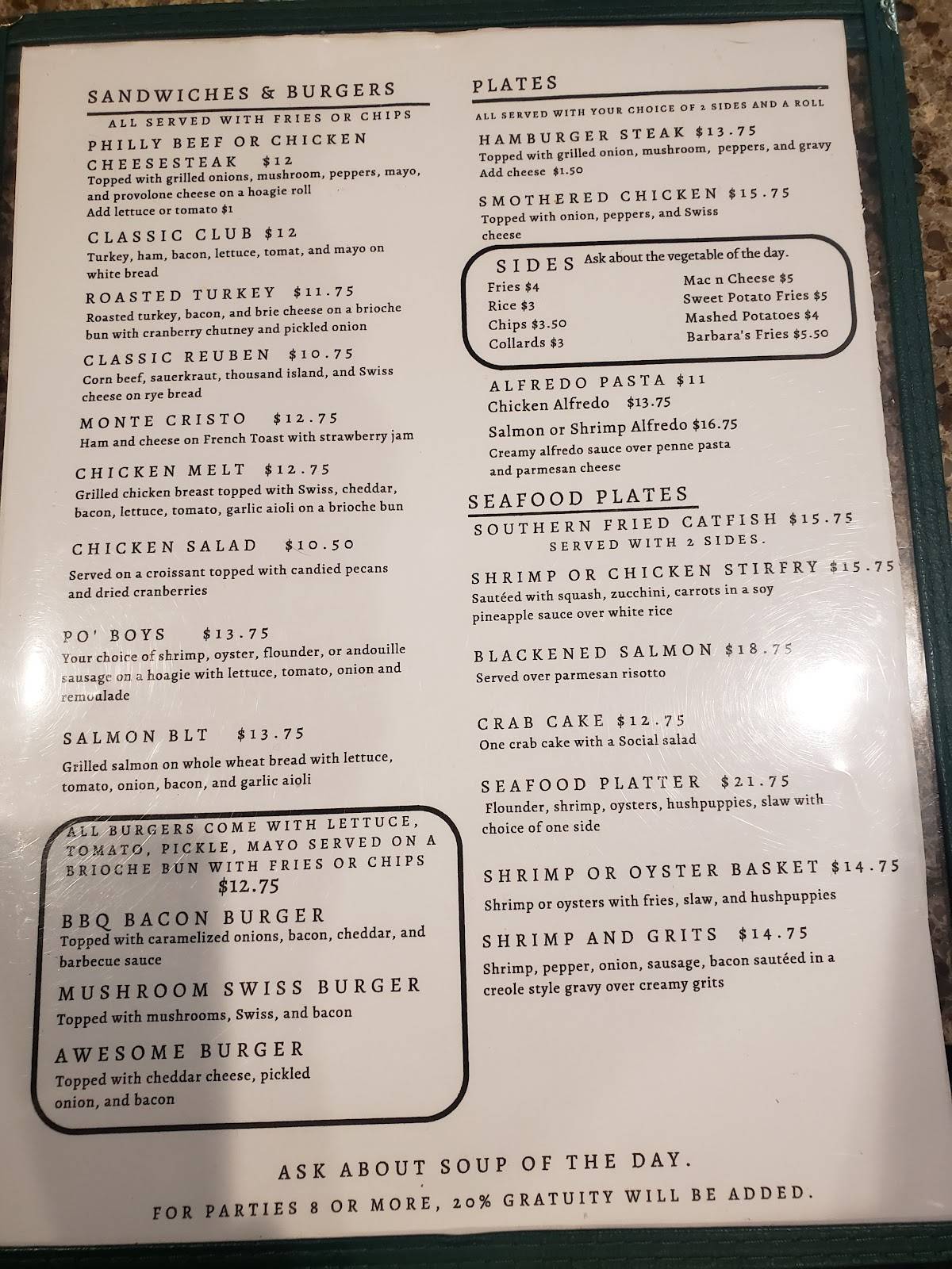Menu at The Social Tap and Table pub & bar, Anderson