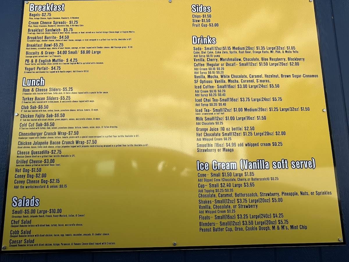 Menu at The Soda Shack, Flora