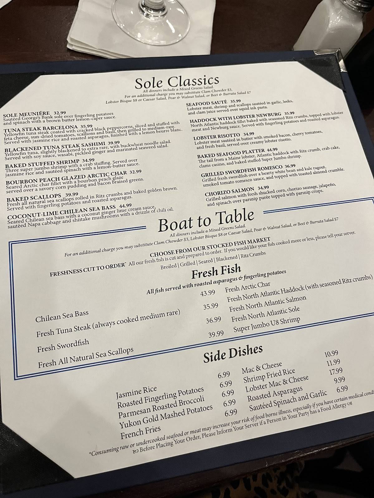 Menu at The Sole Proprietor restaurant, Worcester