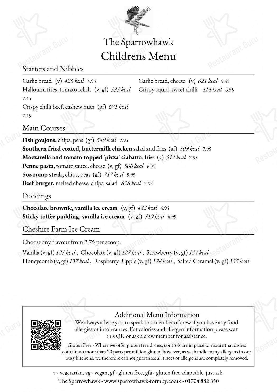Menu at The Sparrowhawk pub & bar, Formby