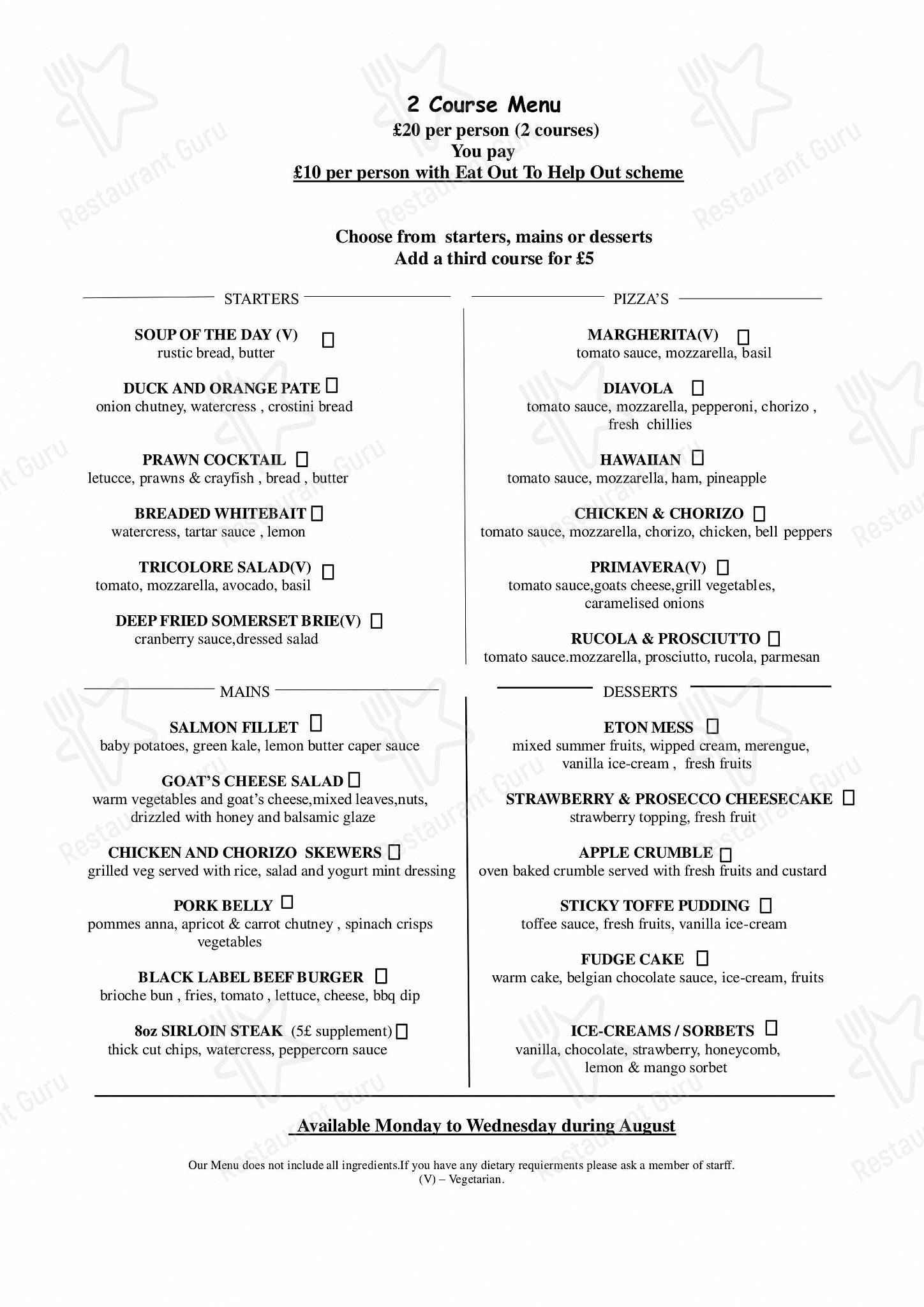 Menu at The Spotted Cow pub & bar, Farnham, The Spotted Cow