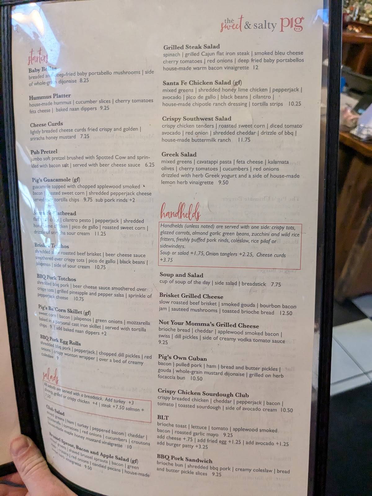 Menu at The Sweet & Salty Pig restaurant, Fond du Lac
