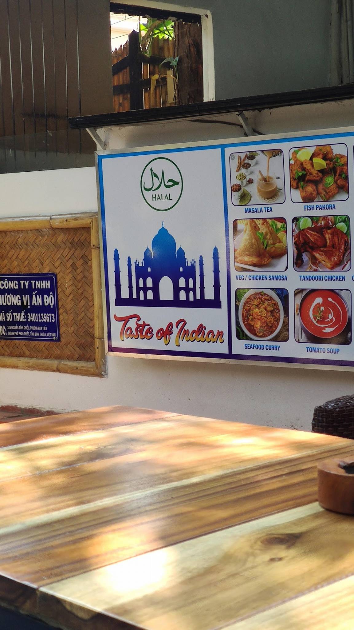 Menu at The Taste of India restaurant, Phan Thiet