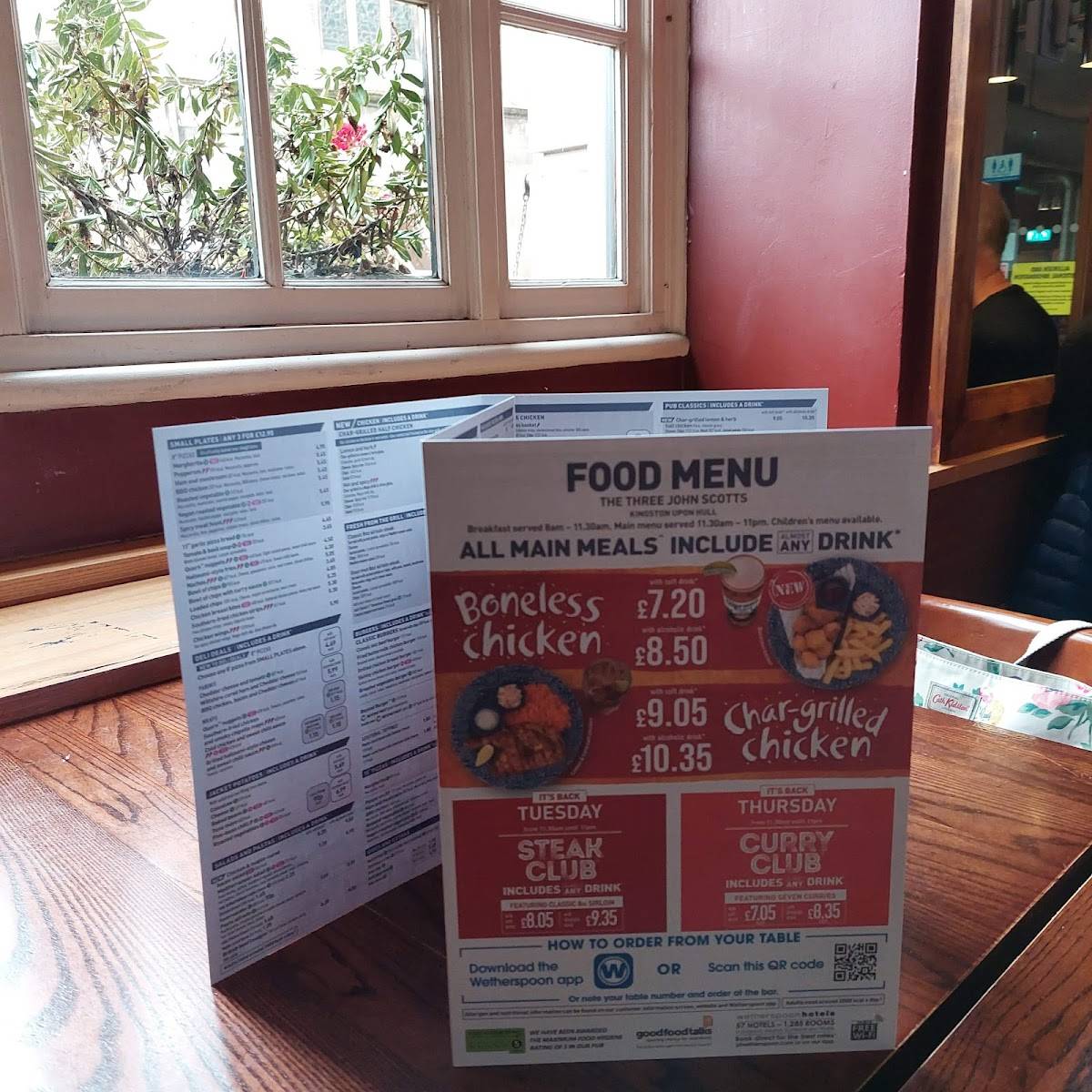 Menu at The Three John Scotts - JD Wetherspoon pub & bar, Hull