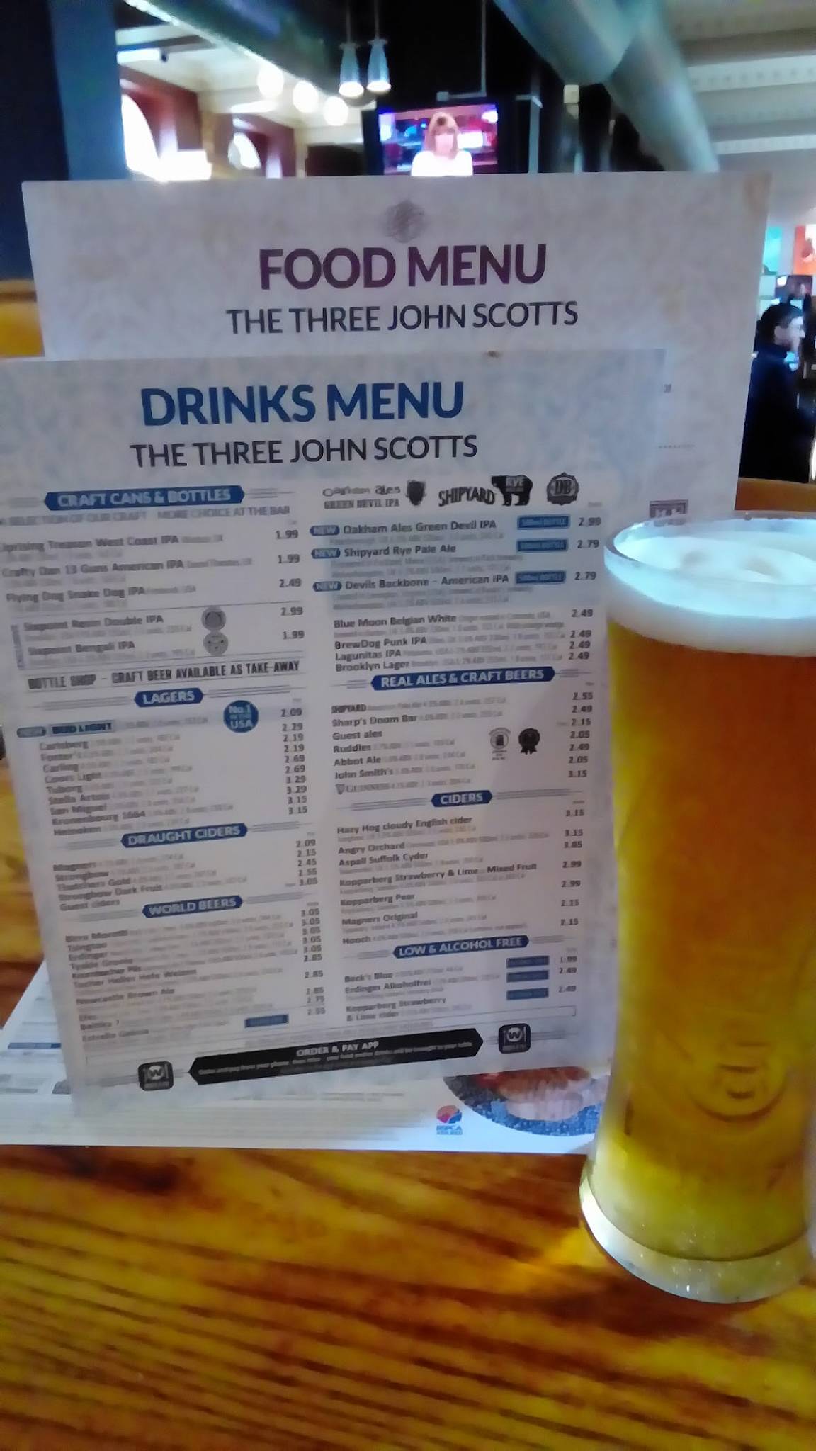 Menu at The Three John Scotts - JD Wetherspoon pub & bar, Hull