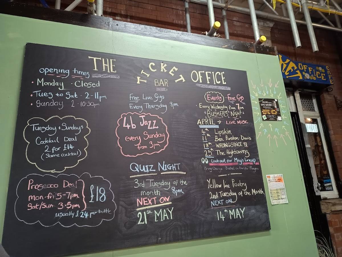 Menu at The Ticket Office (Whitley Bay Metro Station) pub & bar ...