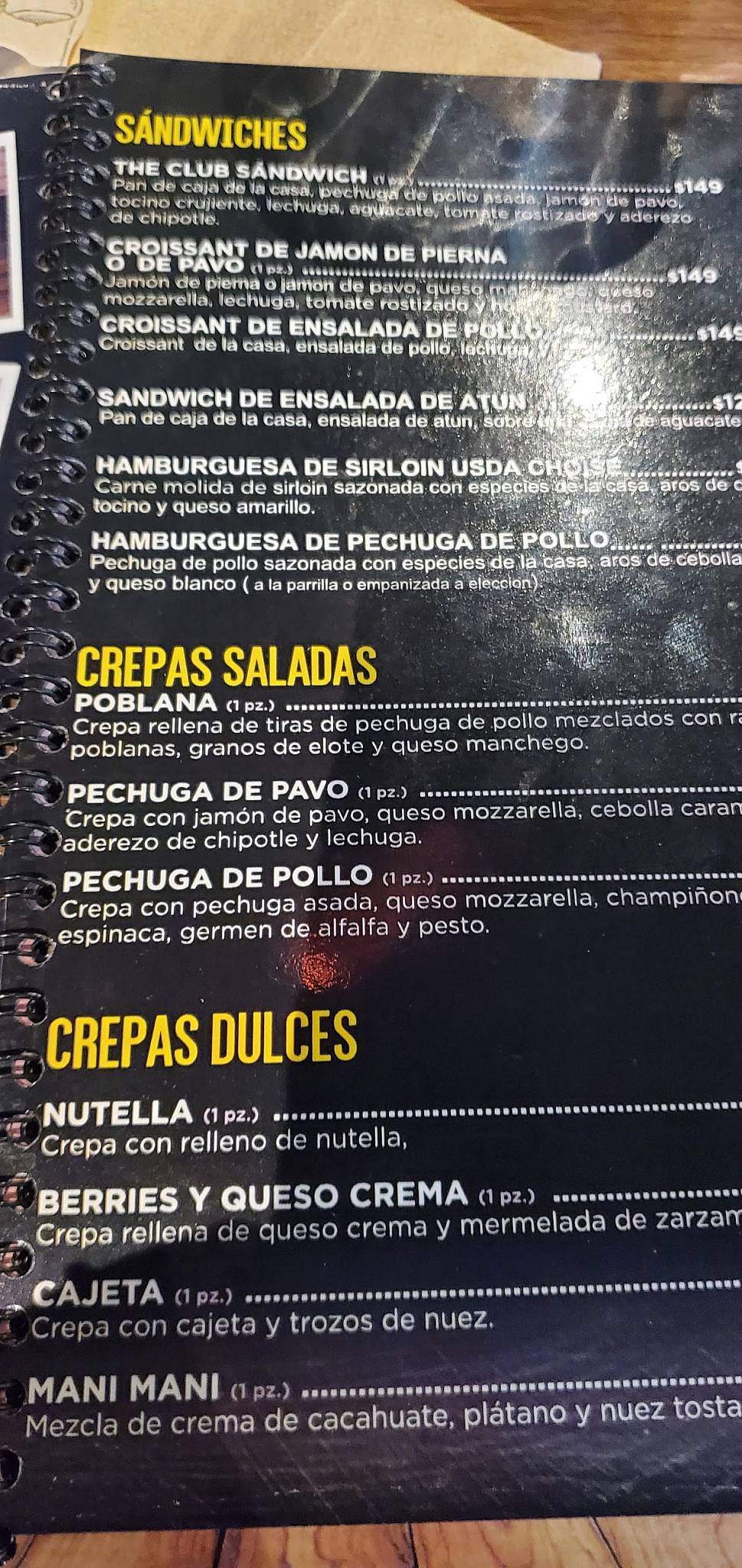 Carta del restaurante The Urban Corner, Ciudad Juarez