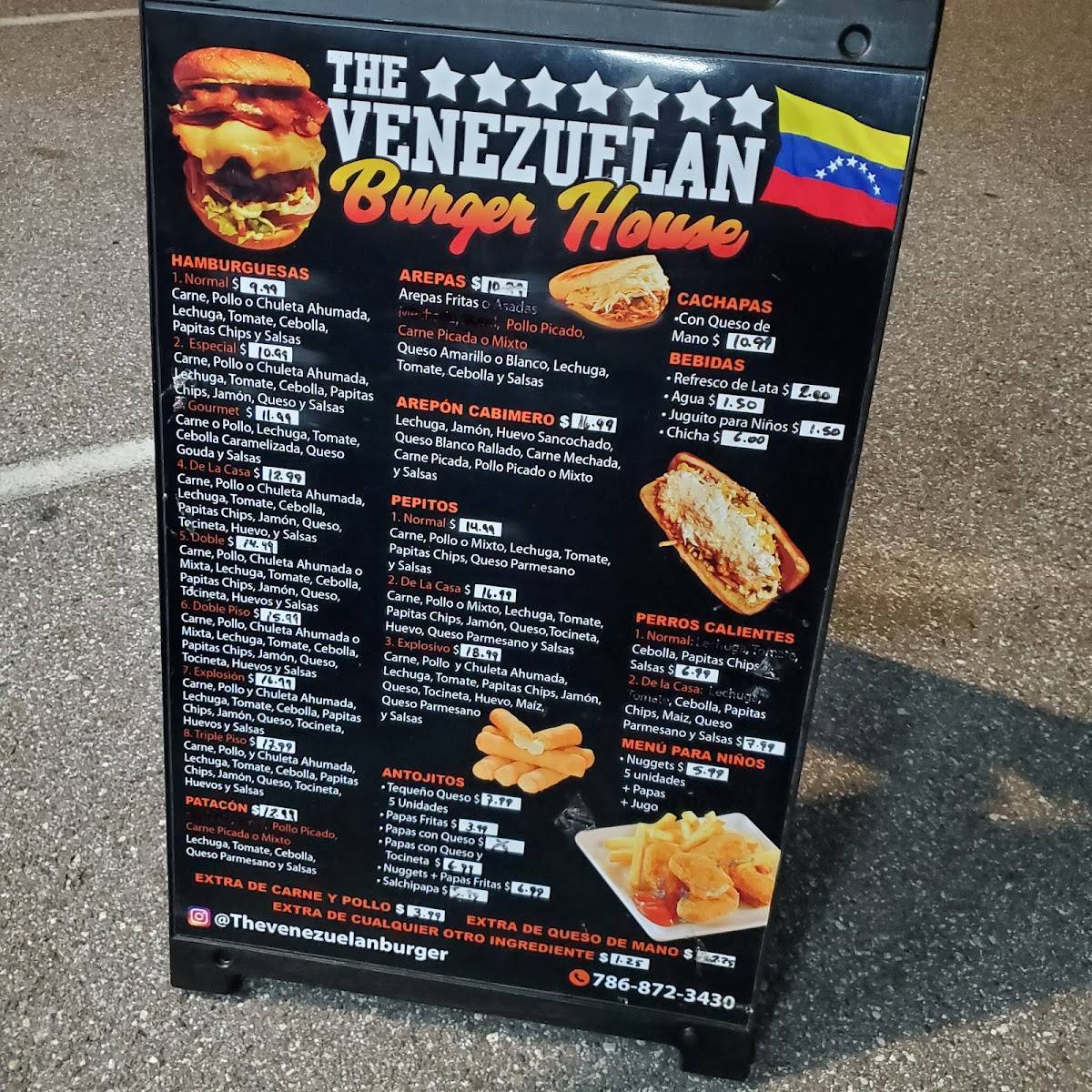 Menu at The Venezuelan burger House restaurant, Orlando, Dowden Rd