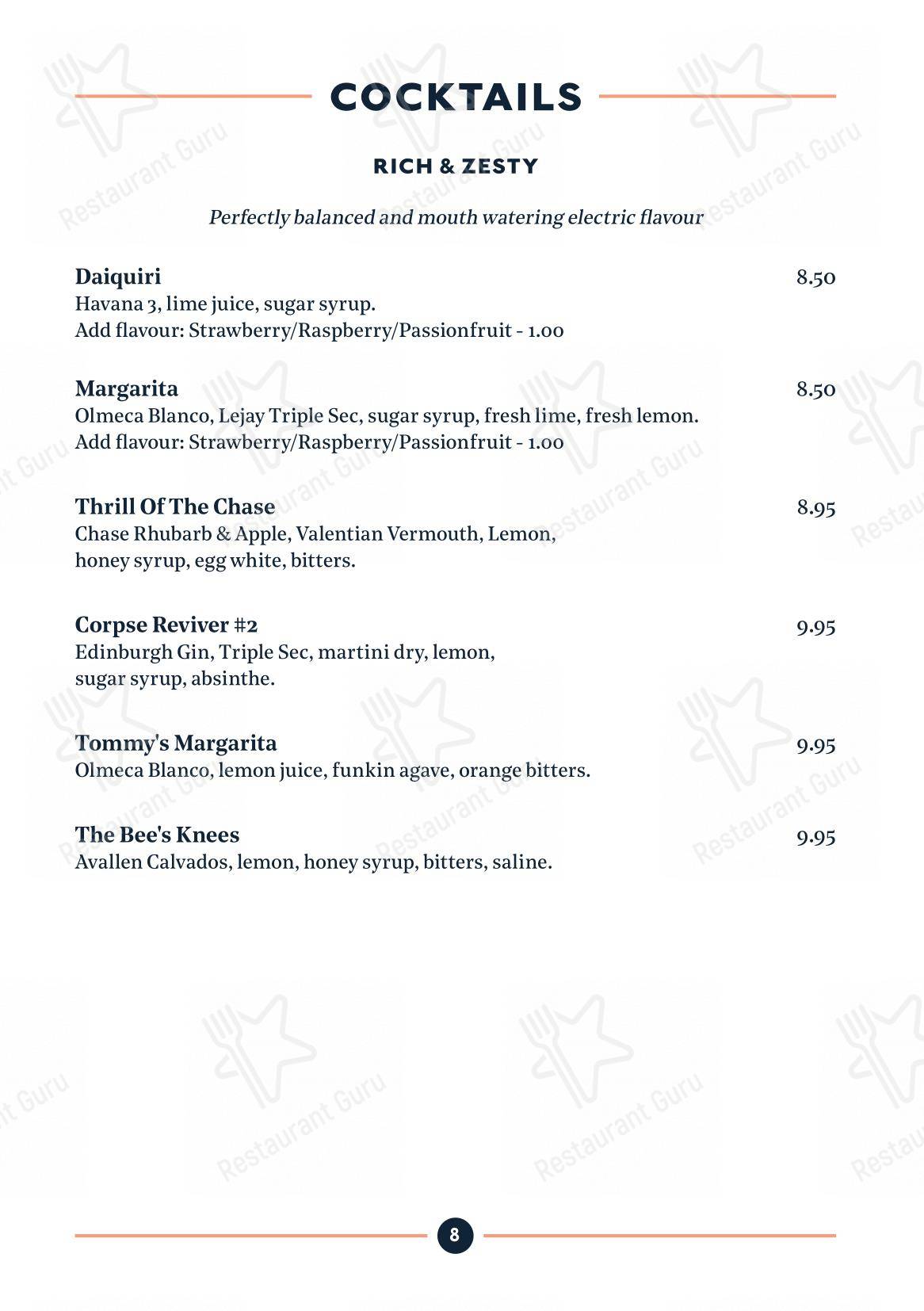 Menu at The Vine restaurant, Prestwick