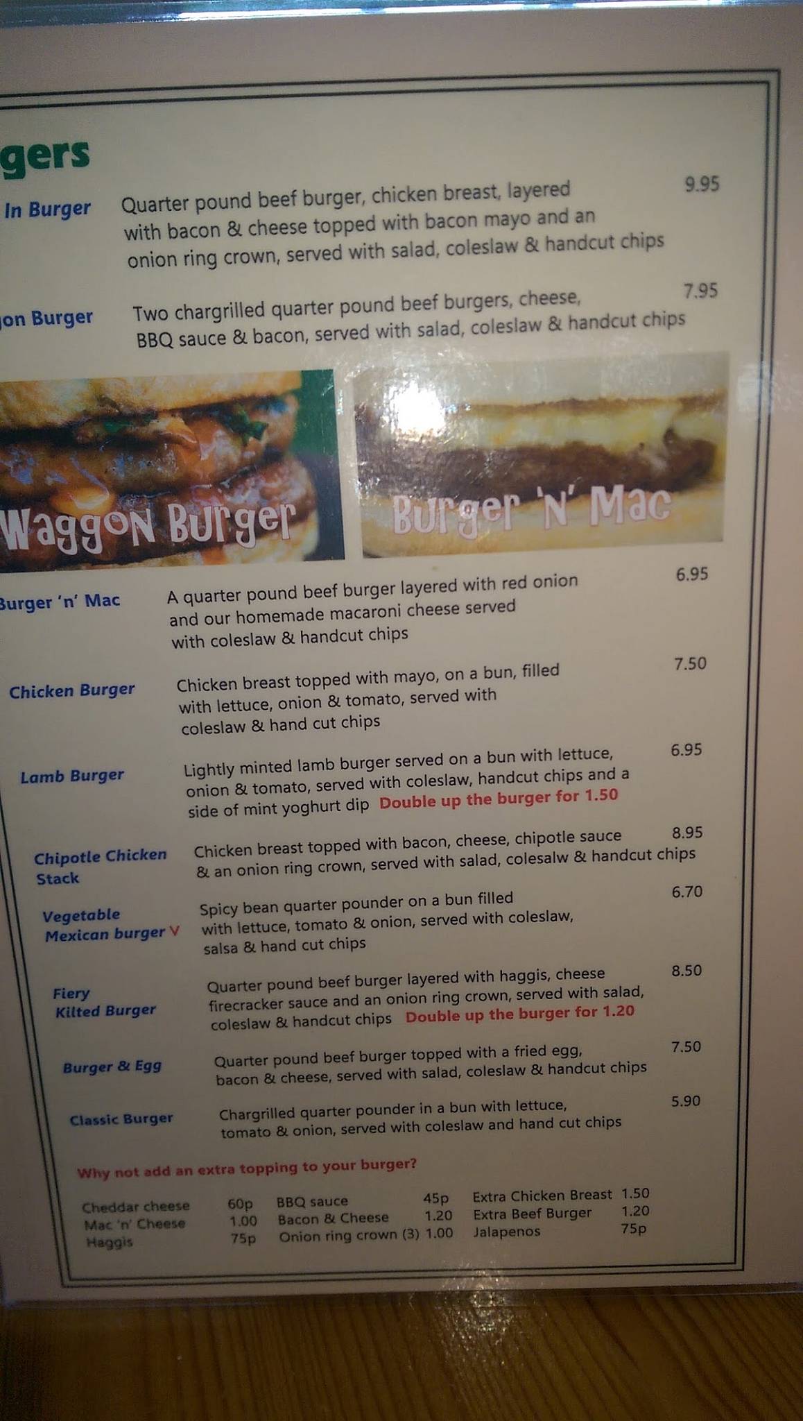 Menu at The Waggon pub & bar, Kelso