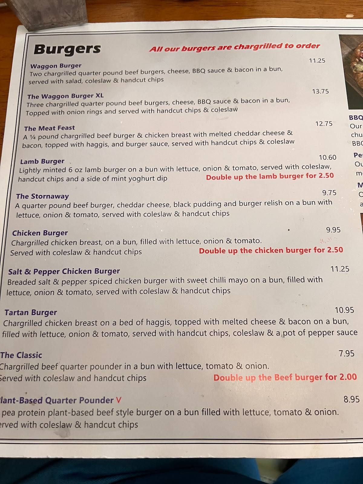 Menu at The Waggon pub & bar, Kelso