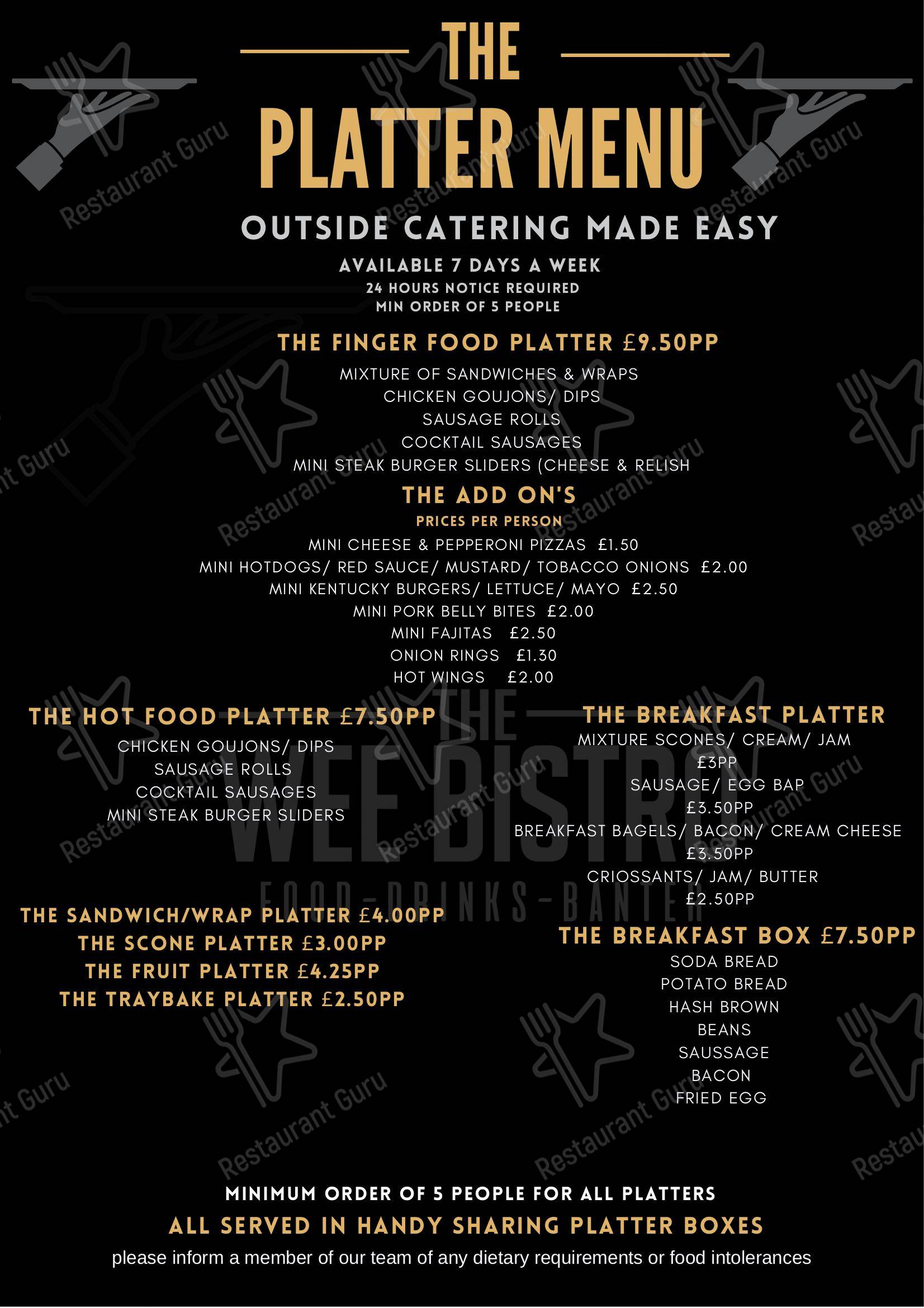 Menu at The Wee Bistro restaurant, Glengormley
