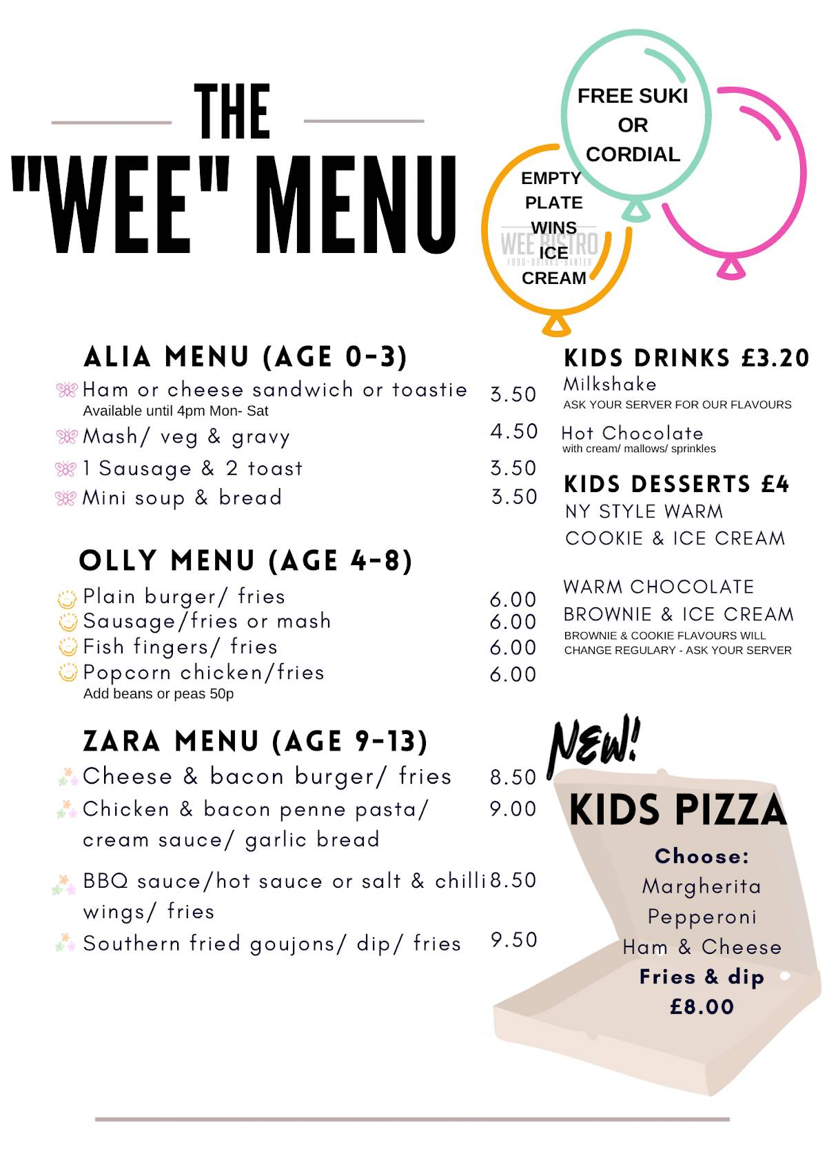 Menu at The Wee Bistro restaurant, Glengormley