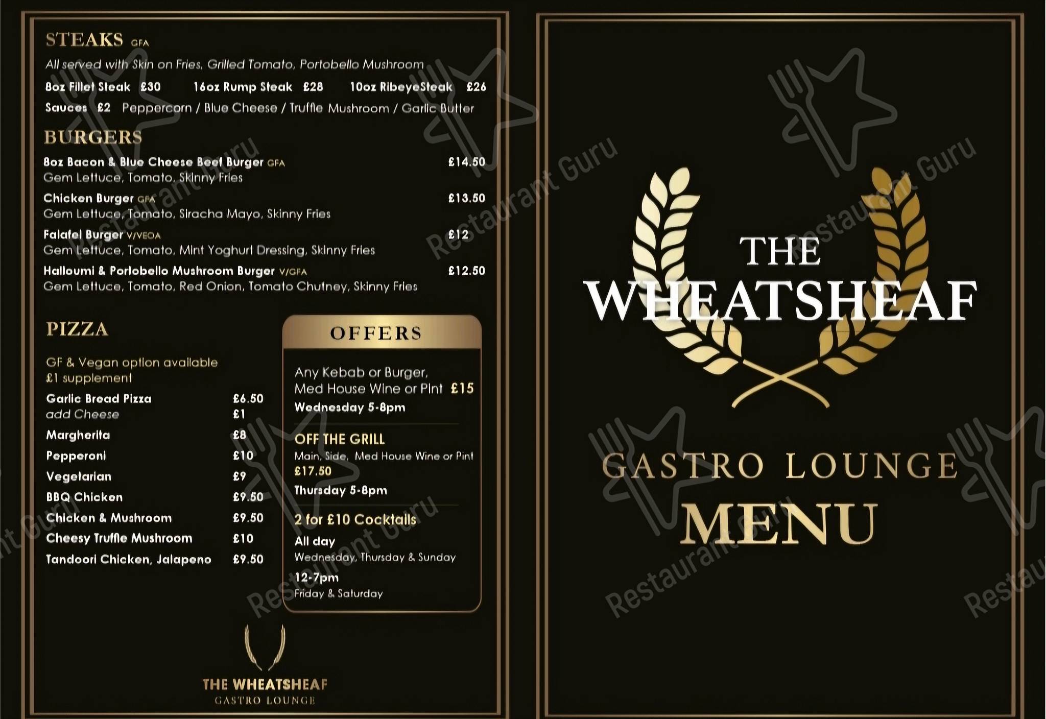 Menu at The Wheatsheaf Gomersal restaurant, Cleckheaton