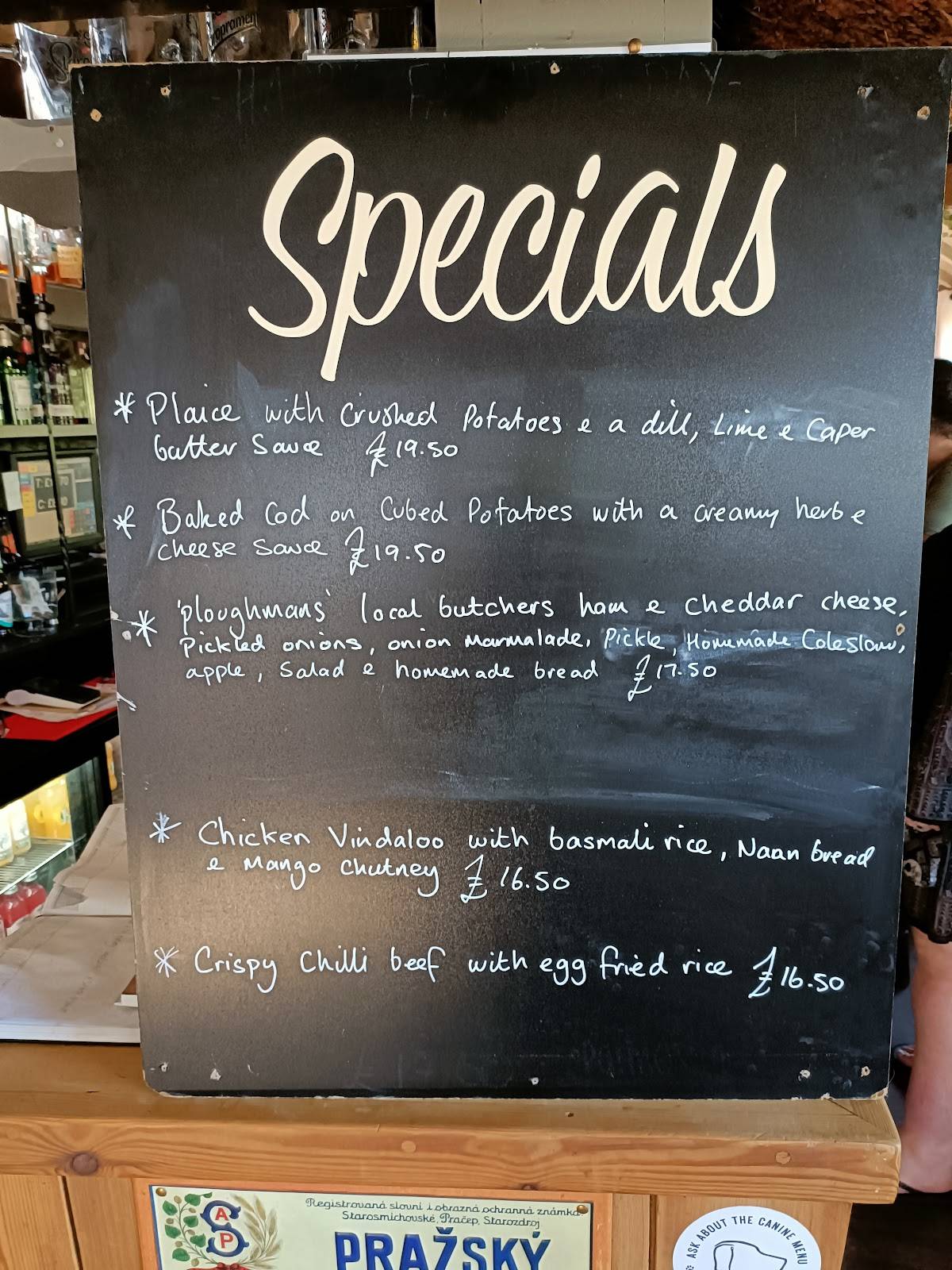Menu at The Wheelwright Inn pub & bar, Colyton