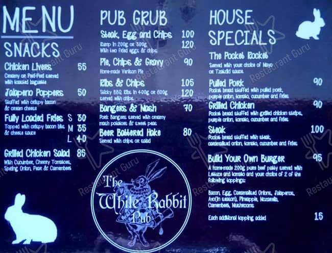 Menu at The White Rabbit restaurant, Hermanus, 19 Long St