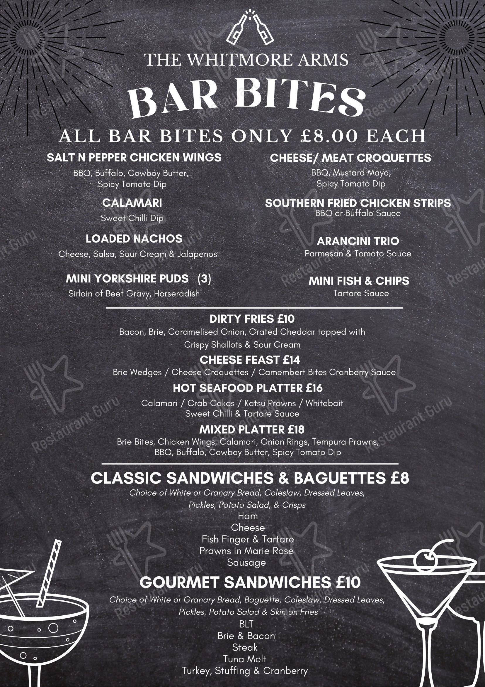 Menu at The Whitmore Arms pub & bar, Grays, The Whitmore Arms