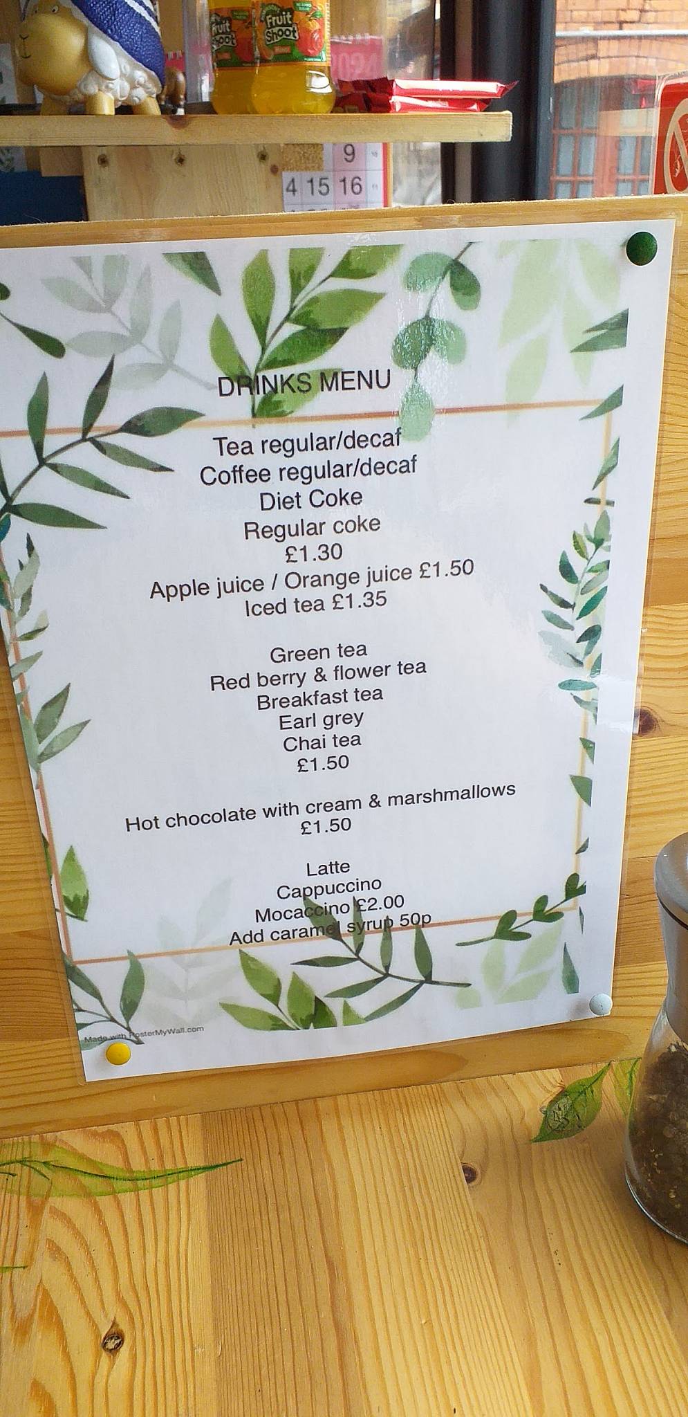 Menu at The old tannery cafe, Yeovil