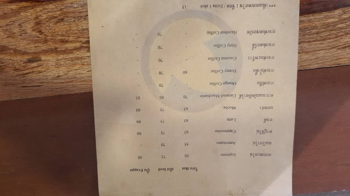 Carta del café Thong-Ngam Thai Dessert, Songkhla