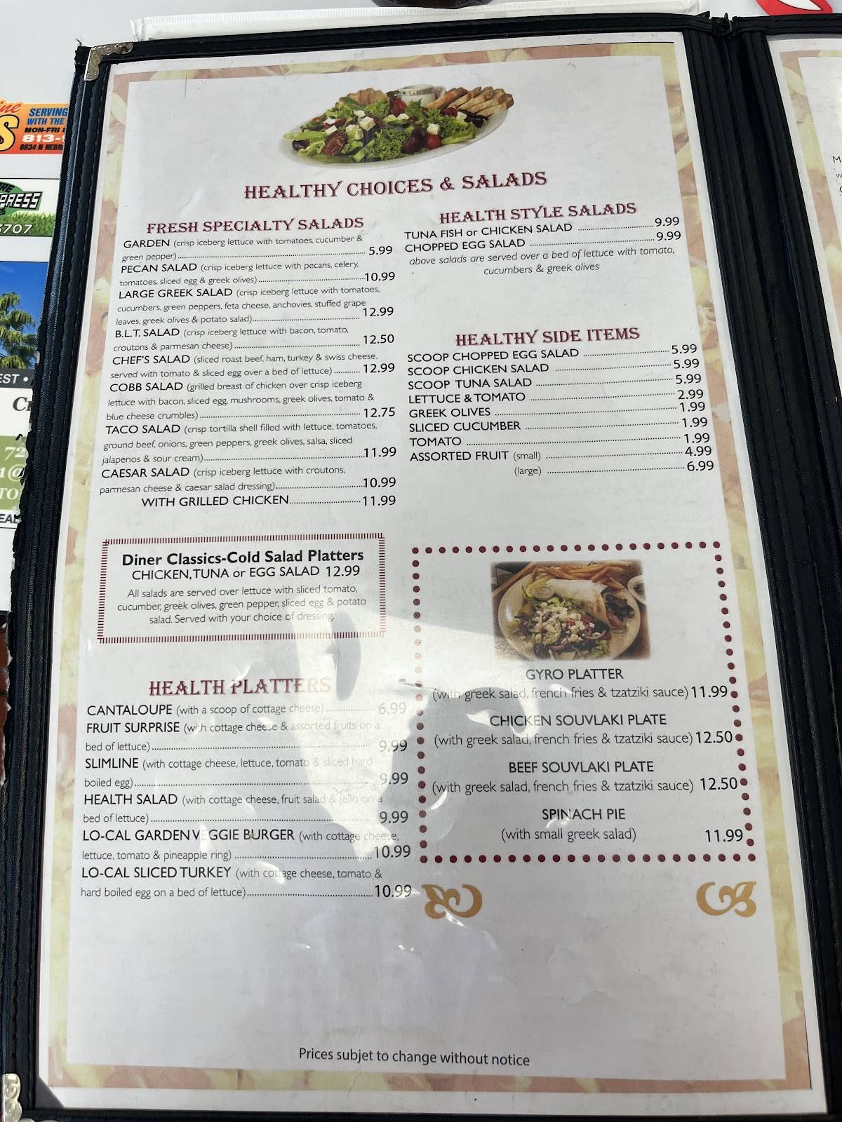 Menu at Three Coins Diner restaurant, Tampa, N Nebraska Ave