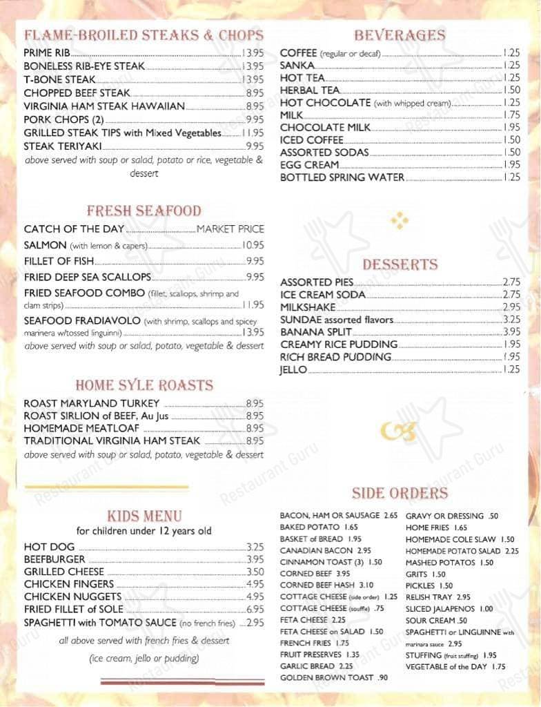 Menu at Three Coins Diner restaurant, Tampa, N Nebraska Ave