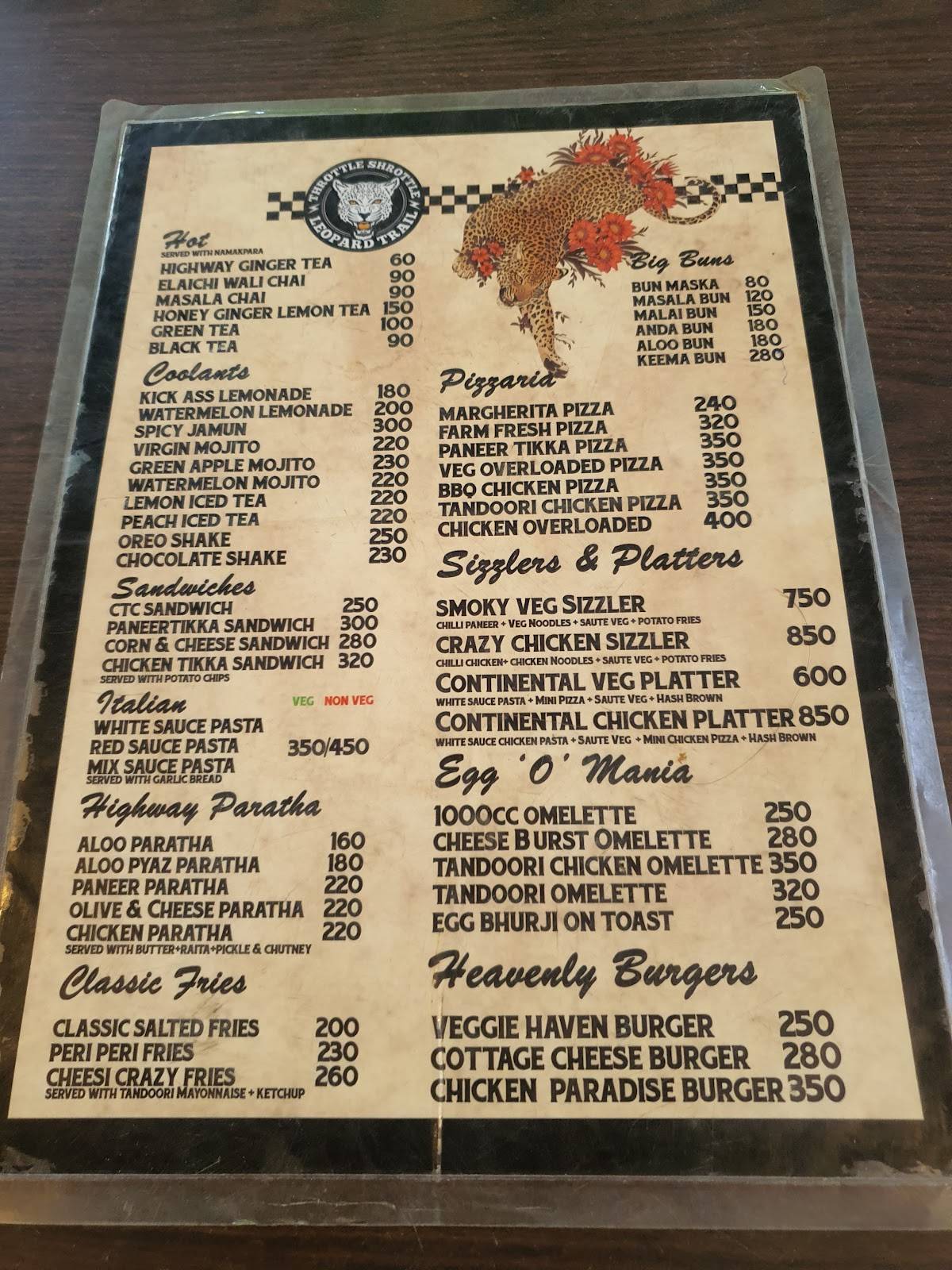 Menu at Throttle Shrottle- Leopard Trail, Gurugram
