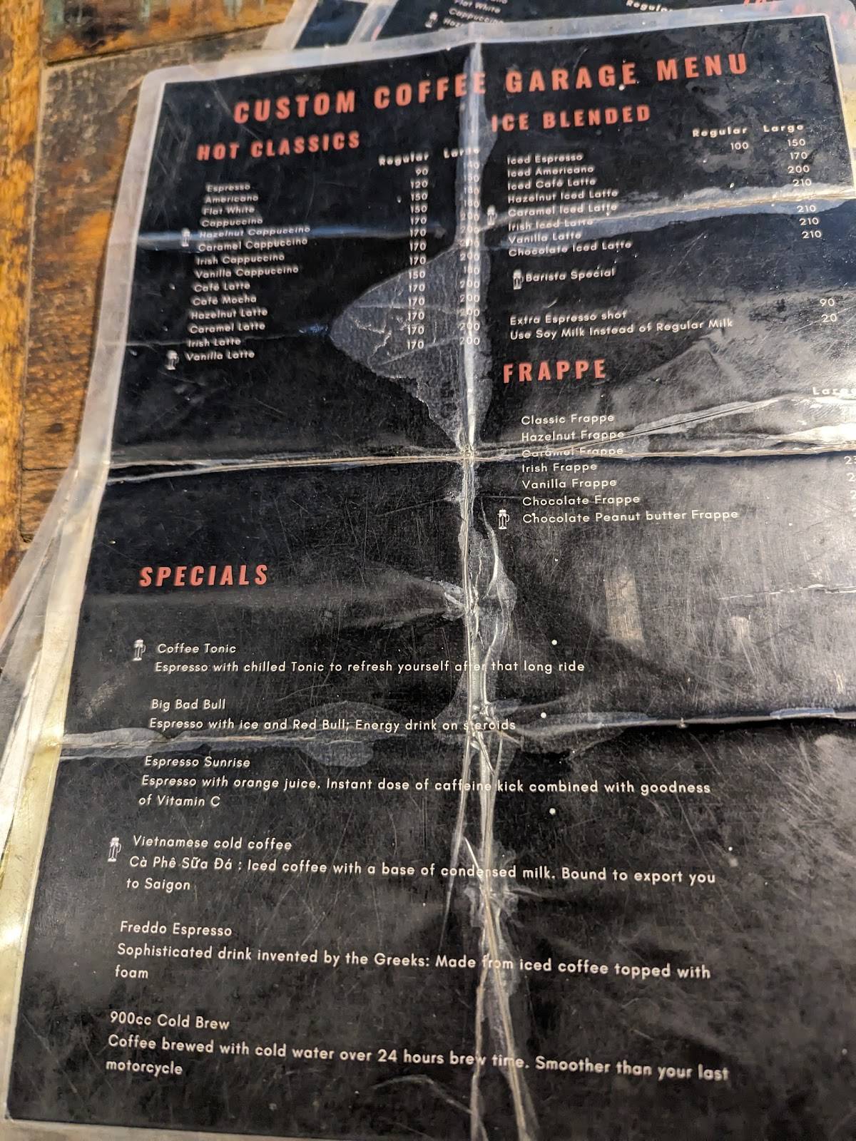 Menu at Throttle Shrottle- Leopard Trail, India