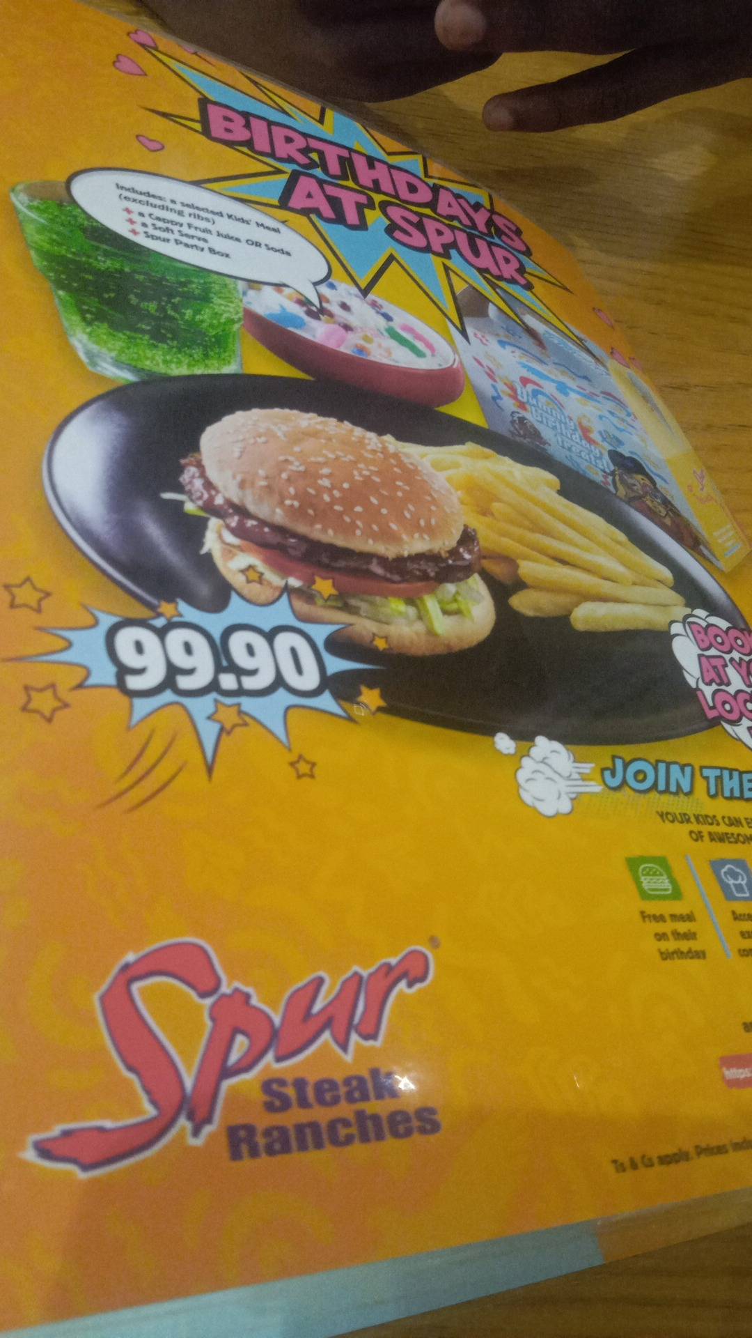 Carta del restaurante Thunder Bay Spur Steak Ranch, Hammanskraal