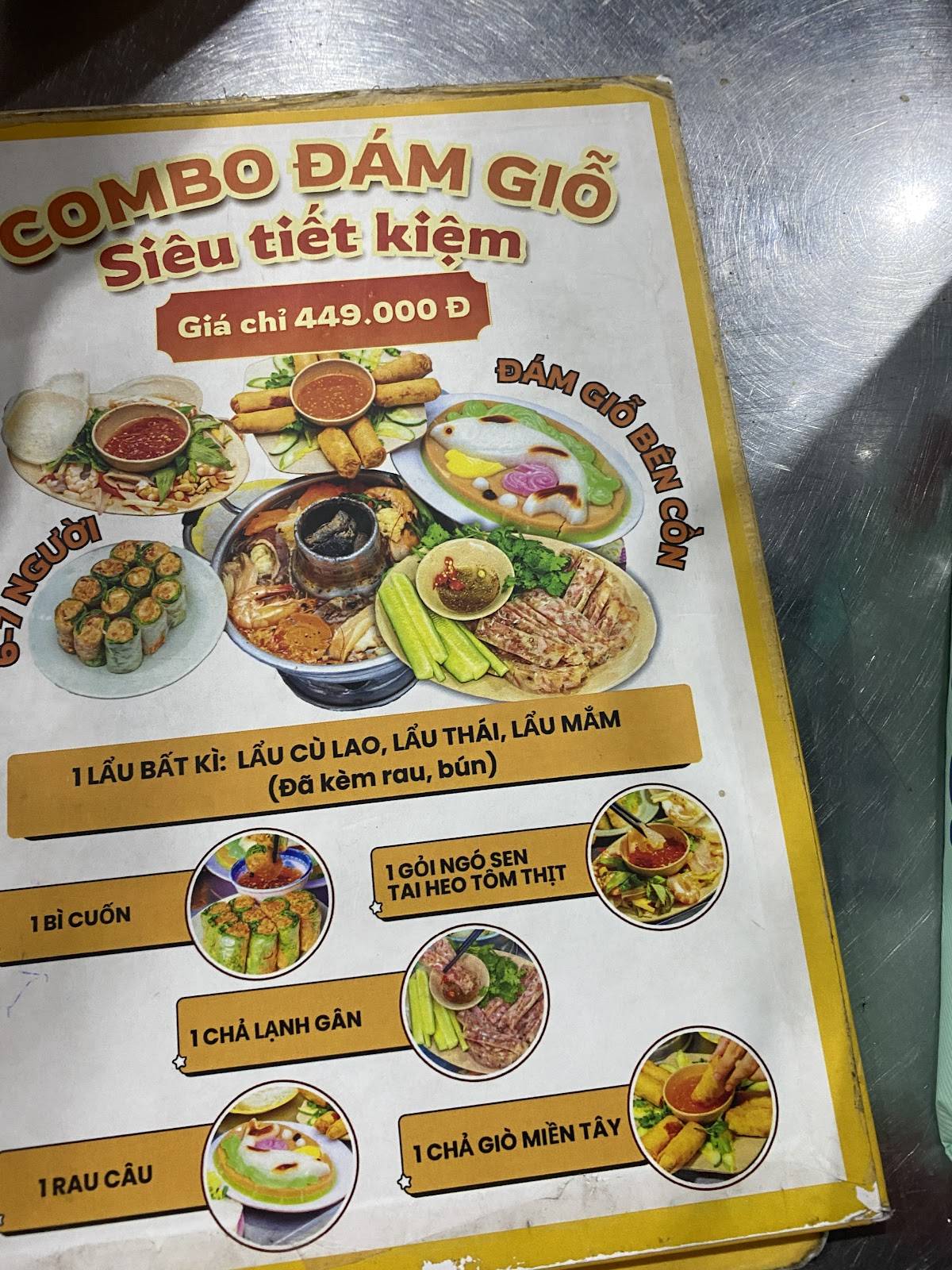 Menu at Tiệm lẩu Cù Lao restaurant, Ho Chi Minh City
