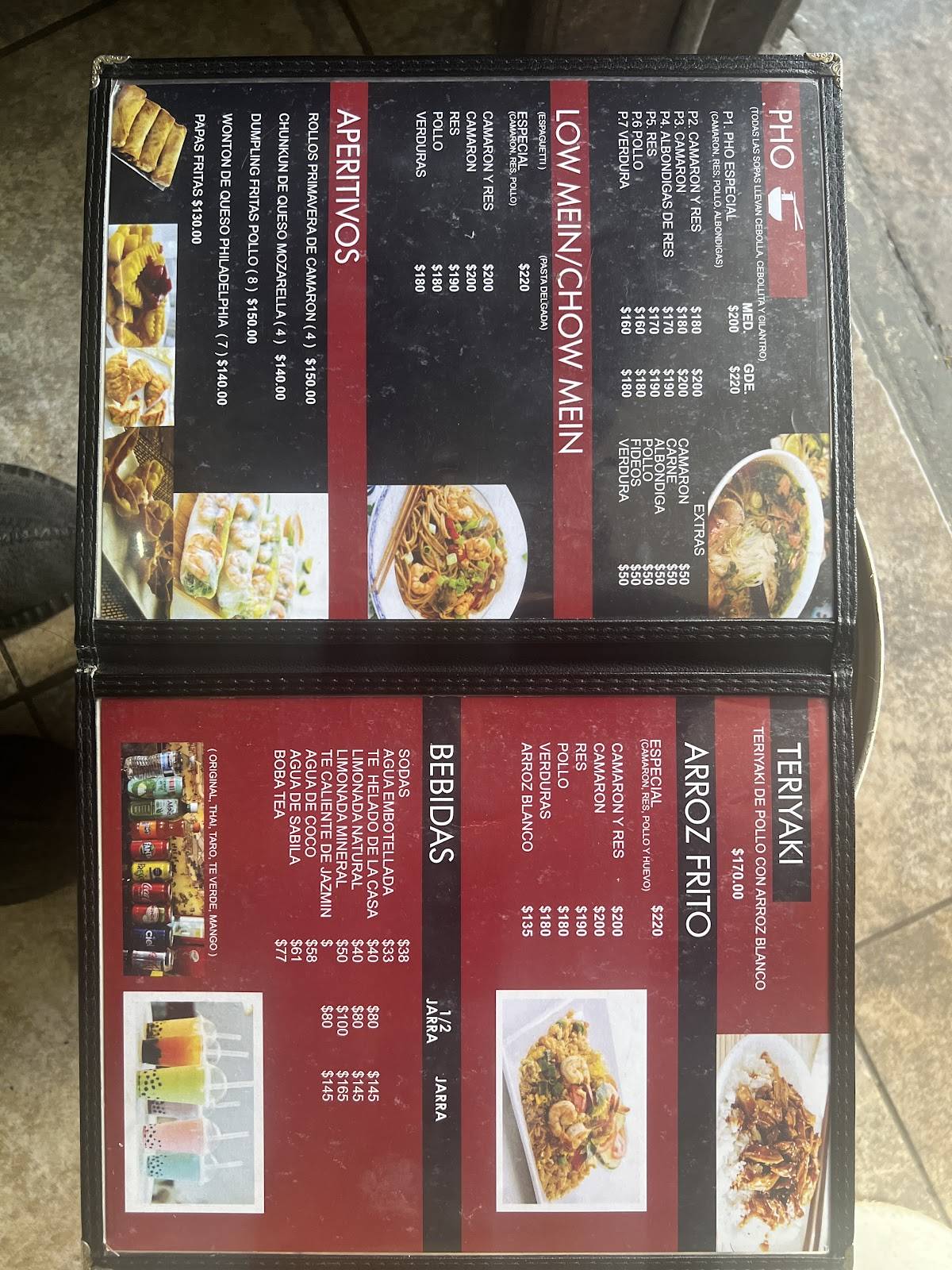 Carta del restaurante Phở 999 TJ, Tijuana
