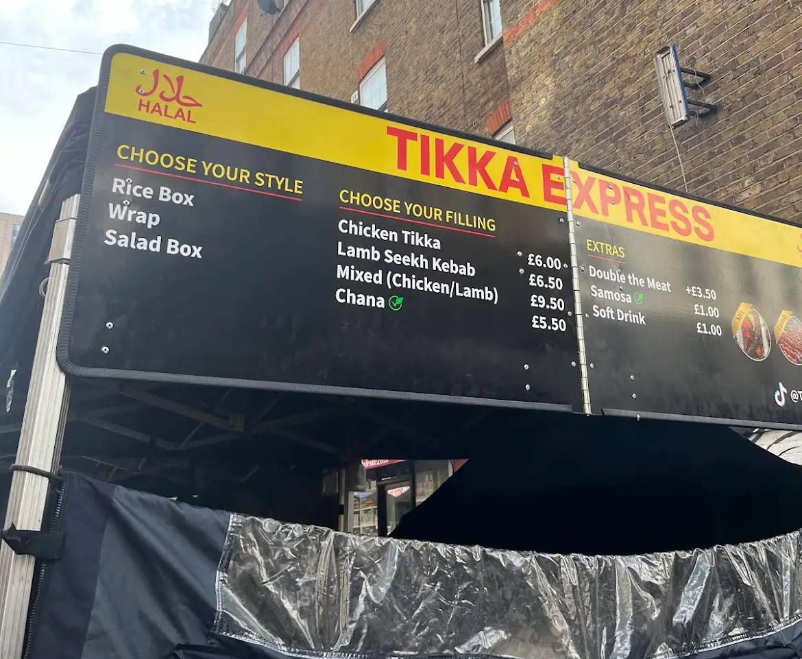 Menu at Tikka Express fast food, London
