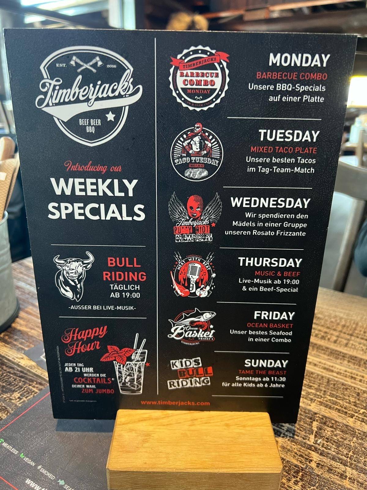 Speisekarte von Timberjacks Köln West restaurant, Köln, Garzweilerweg 2