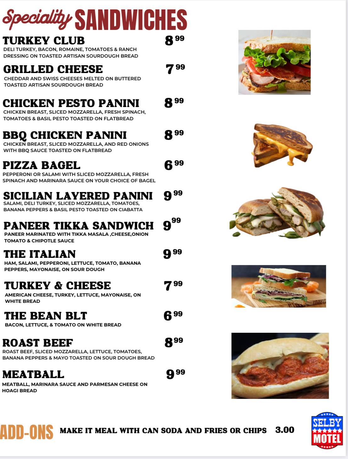 Menu at Time Out Lounge pub & bar, Selby, US-12
