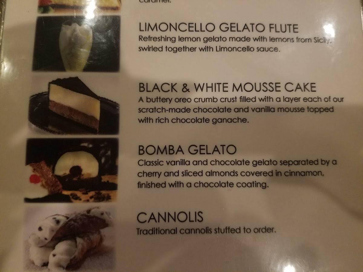 Menu at Tiramisu Italian Restaurant, Waterbury