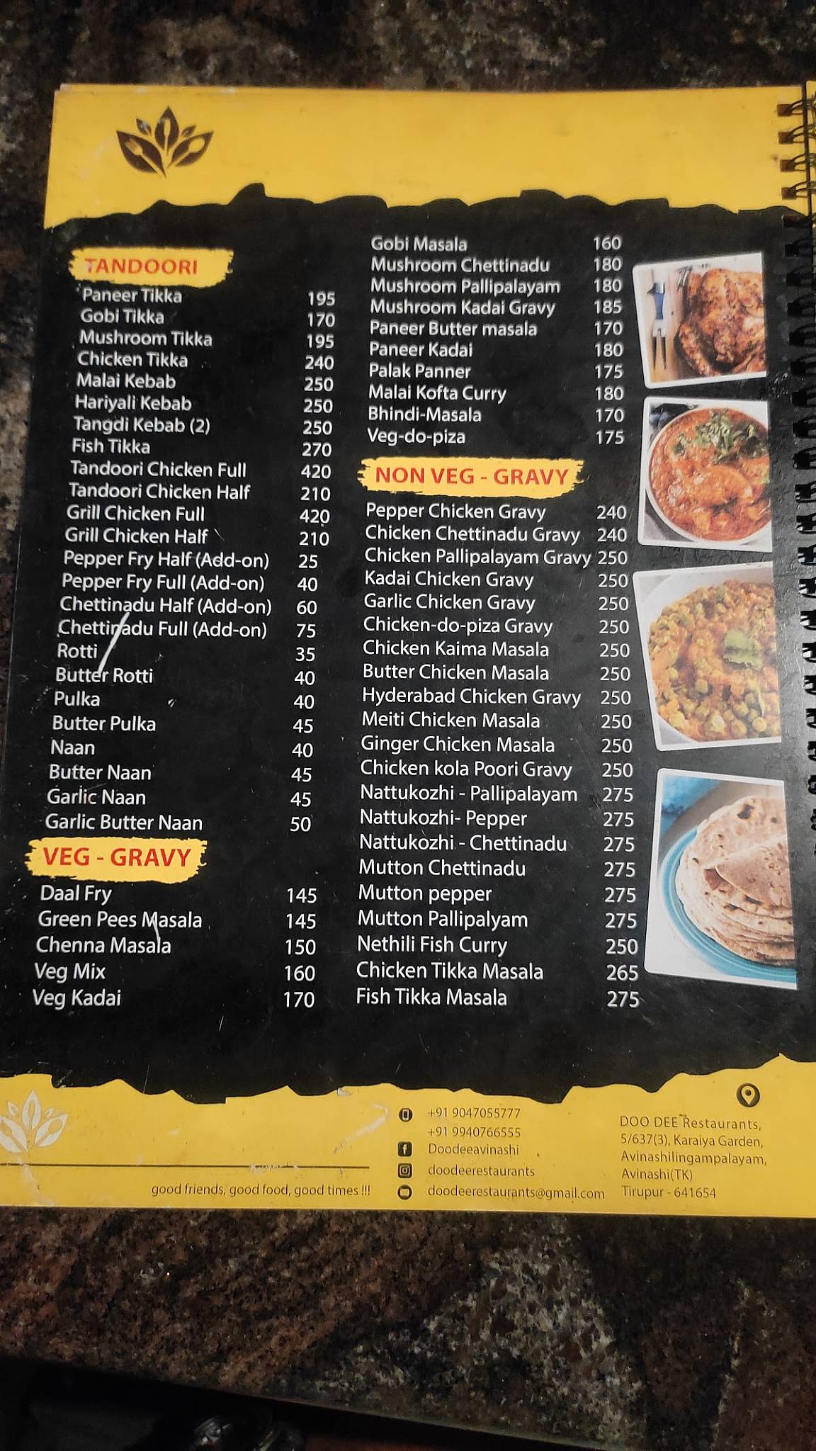 Menu at Doo Dee Restaurants, Tiruppur