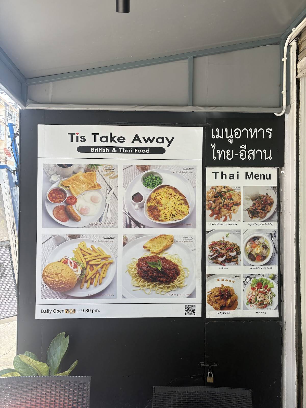Menu at Tis Take Away restaurant, Pattaya City